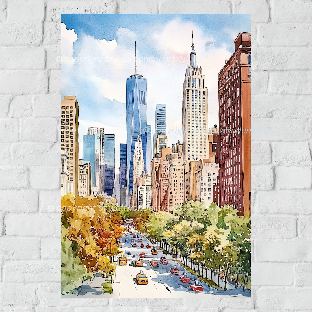 New York City Skyline Wall Art, Digital Download, Printable Cityscape ...