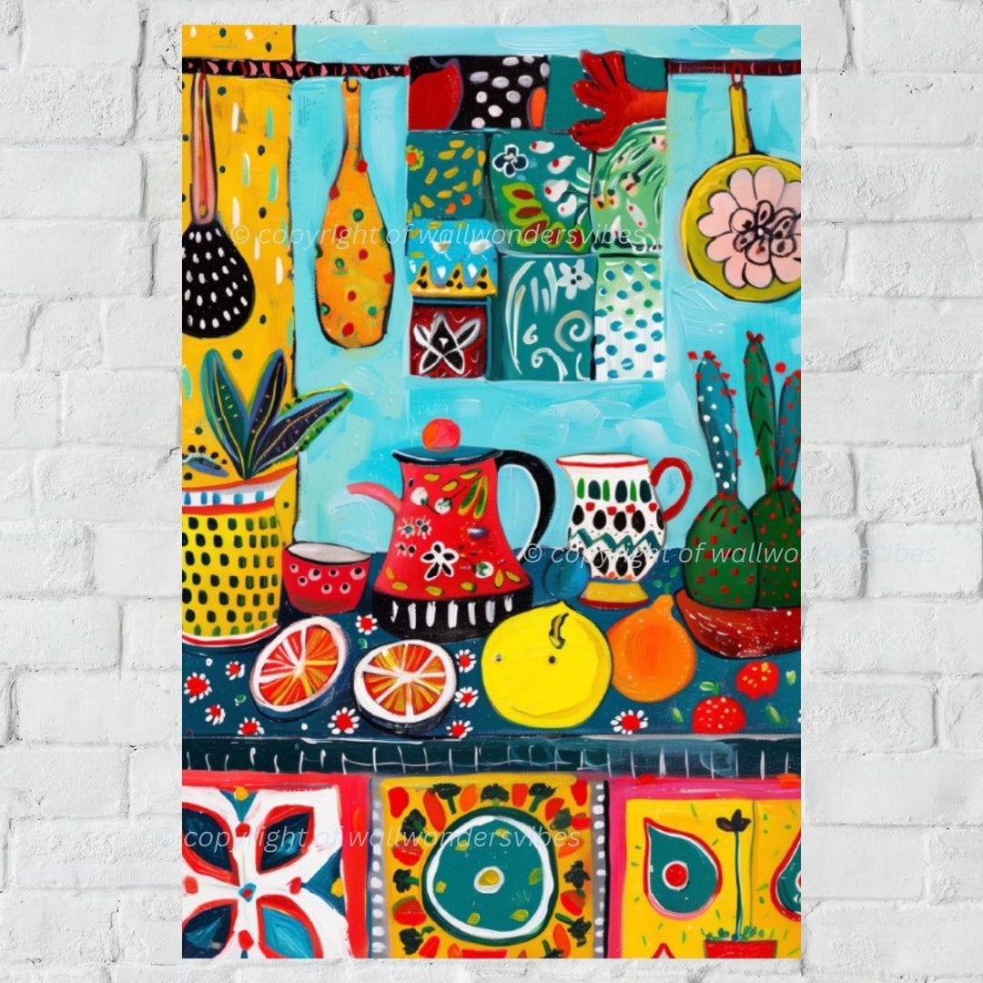 Vibrant Abstract Kitchen Art Digital Download, Colorful Kitchen Print ...