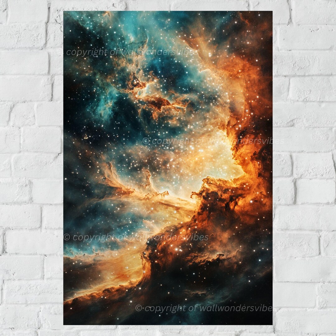 Cosmic Nebula Digital Art Print Space Wall Decor Universe Galaxy Poster ...