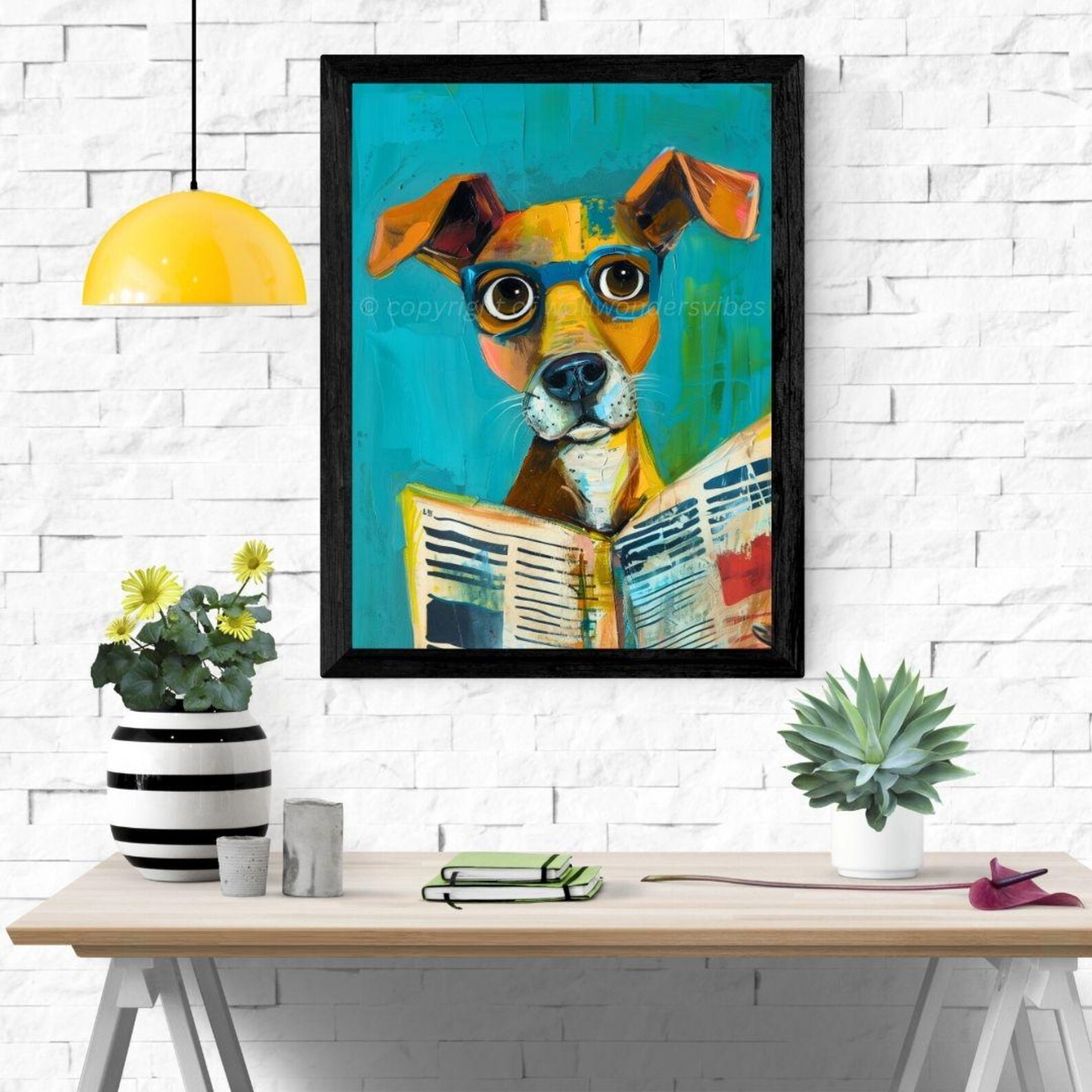 Whimsical Dog Reading Newspaper Art Print A3 Size #8 - Digital Download ...