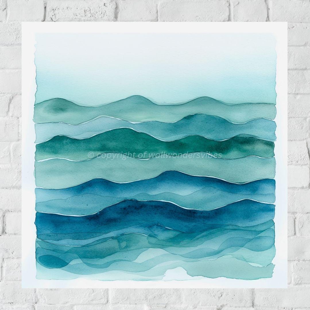Watercolor Ocean Wave Art #14 | Digital Download PNG | High-resolution ...