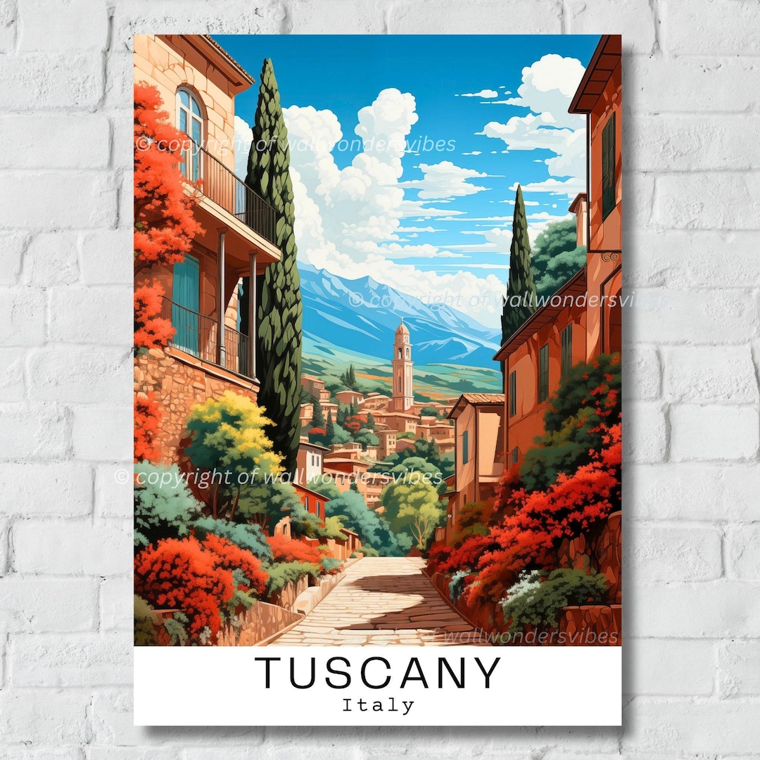 Tuscany Italy Art Print, Italian Landscape Travel Poster (digital Art ...