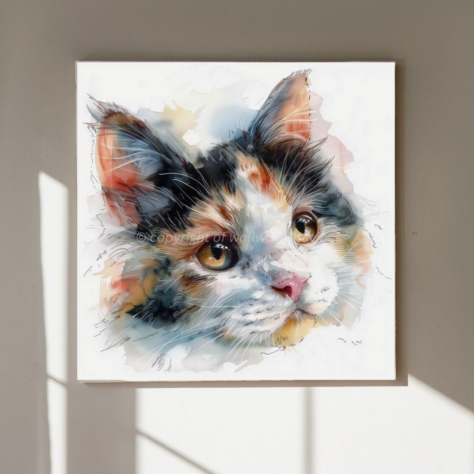 Calico Cat Wall Art #2 | Digital Download PNG 1:1 Ratio | Cat Lover ...