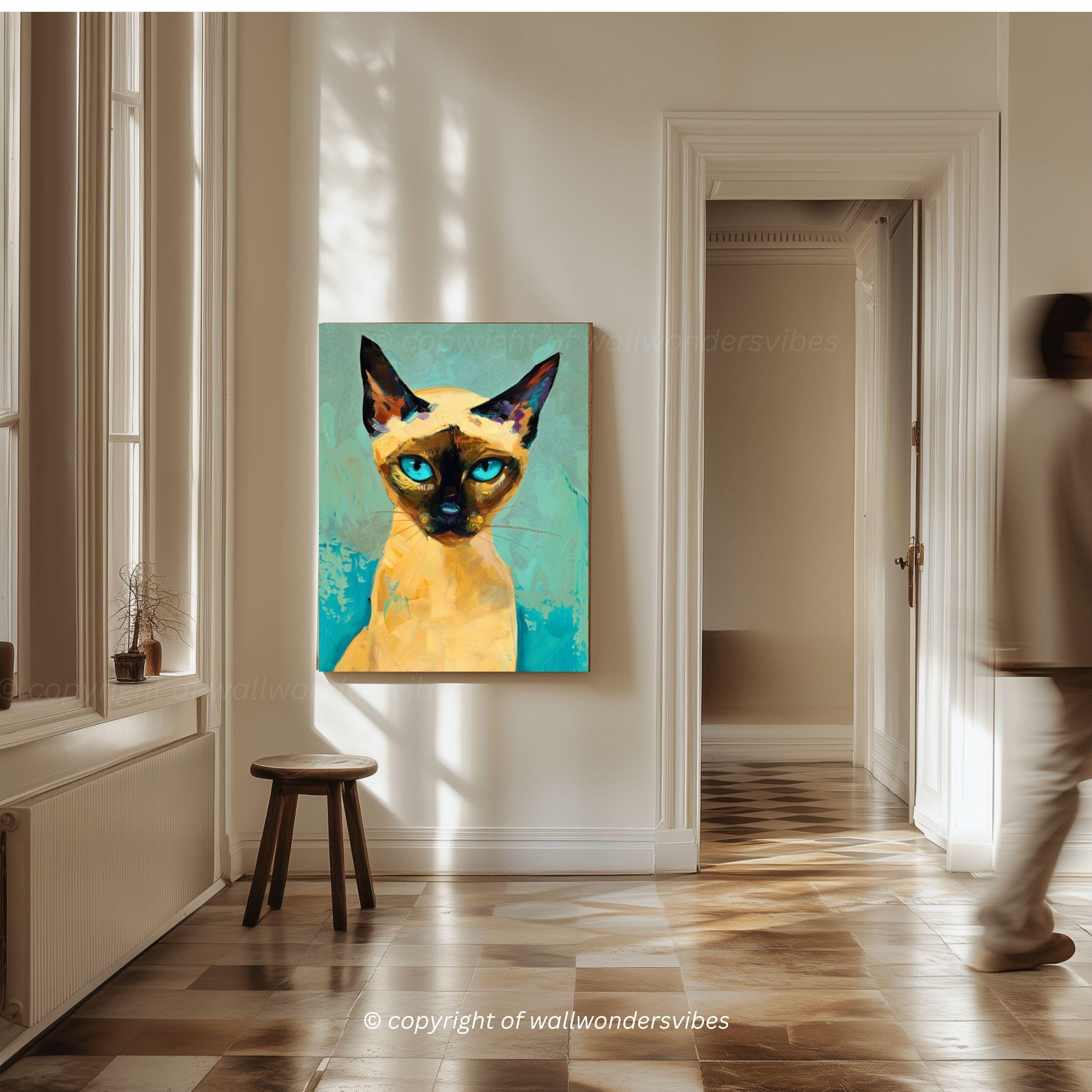 Unique Siamese Cat Art Poster Digital Download – A3 Printable Wall ...