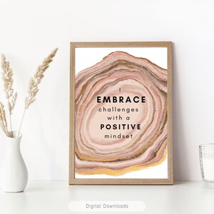 8 Daily Positive Affirmations Art Print, Therapy Office Decor, Words of ...