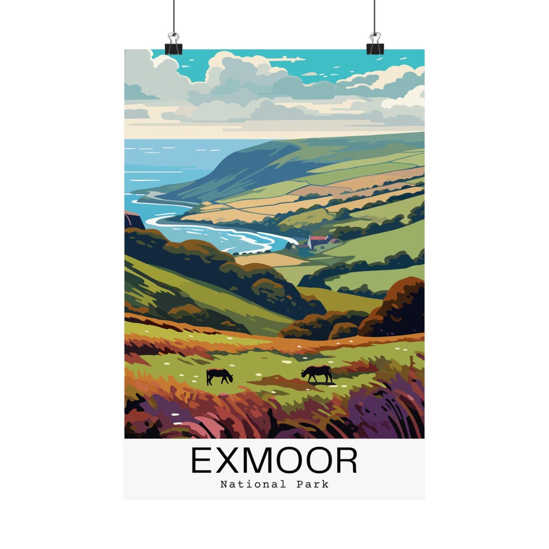 Exmoor National Park Travel Poster - Famous Place Travel Matte Poster ...