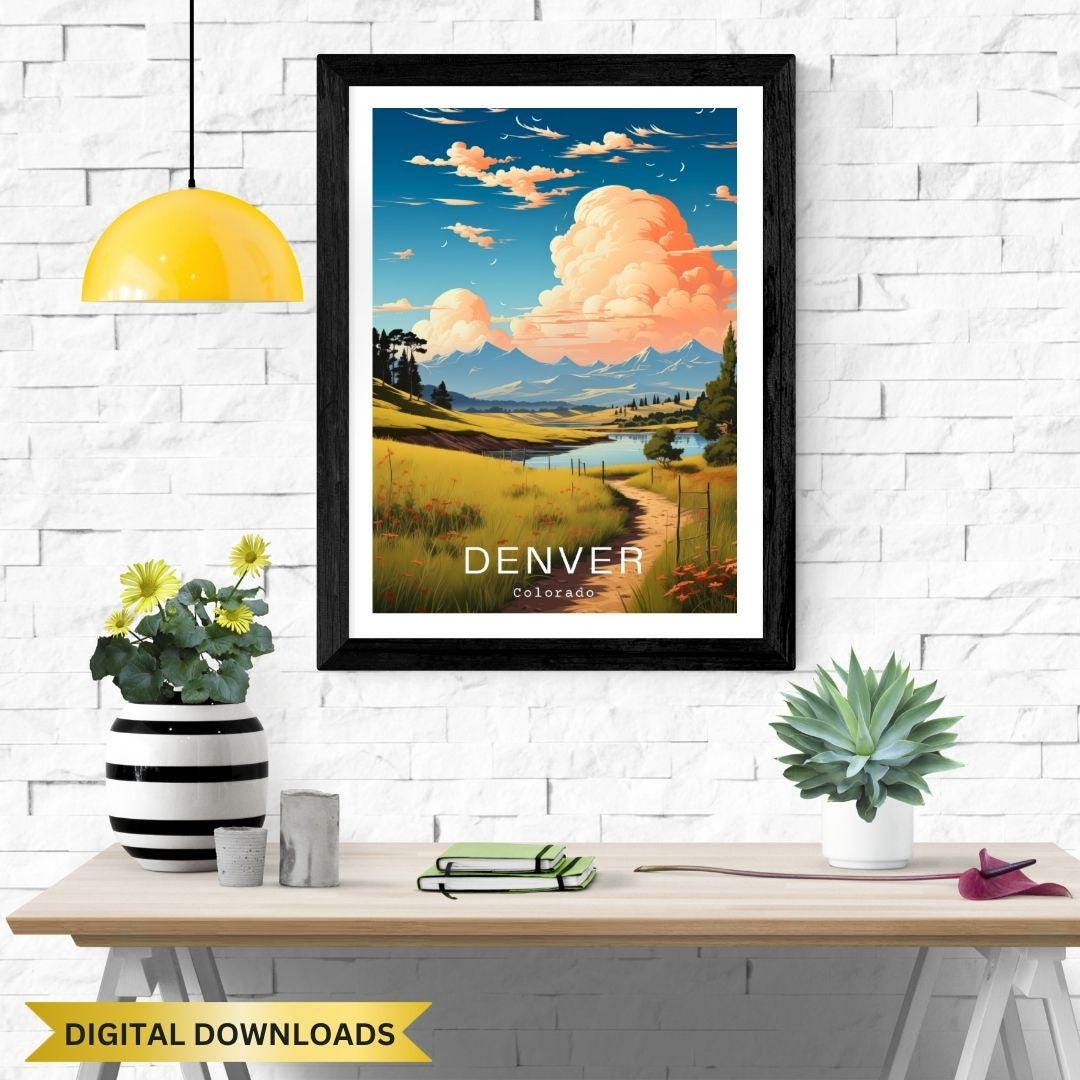 Scenic Denver Colorado Digital Art Print, Nature Landscape Wall Art ...