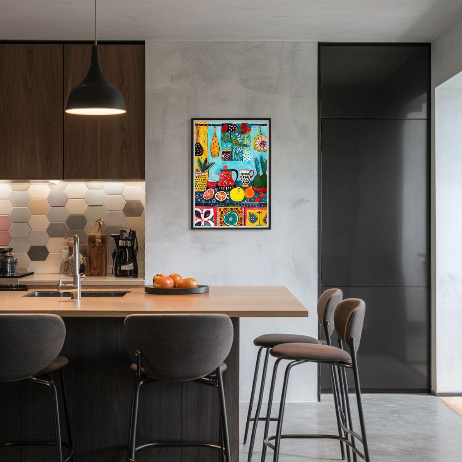 Vibrant Abstract Kitchen Art Digital Download, Colorful Kitchen Print ...