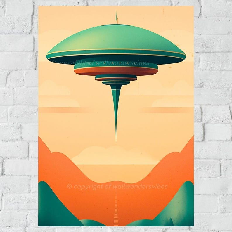 UFO Wall Art #8 - Digital Download - A3 Size High-resolution JPG & PDF ...