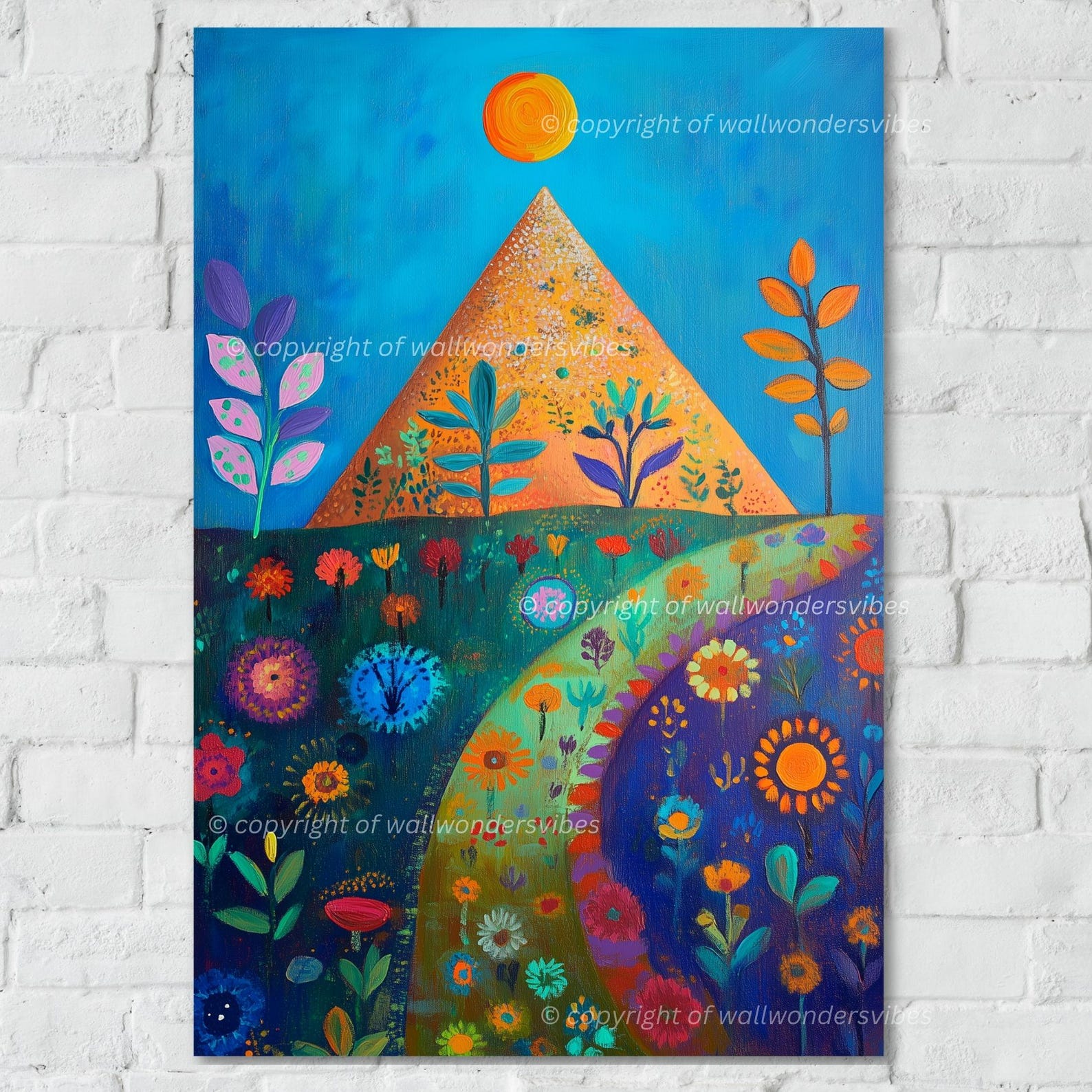 Colorful Abstract Pyramid Wall Art, Boho Sun and Nature Digital ...