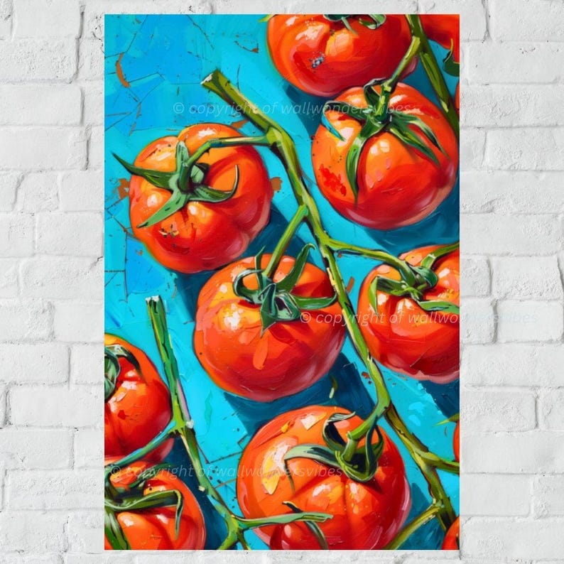 Vibrant Tomato Art Print, Kitchen Wall Decor, Culinary Artwork, Rustic ...
