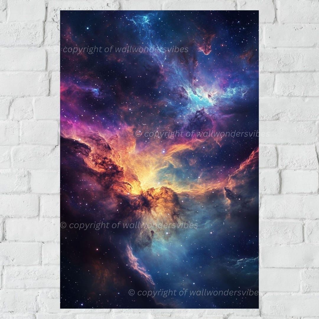 Cosmic Galaxy Art Print, Nebula Wall Decor, Outer Space Digital ...