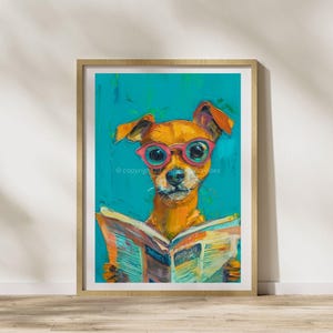 Whimsical Dog Reading Newspaper Art Print A3 Size #5 - Digital Download ...