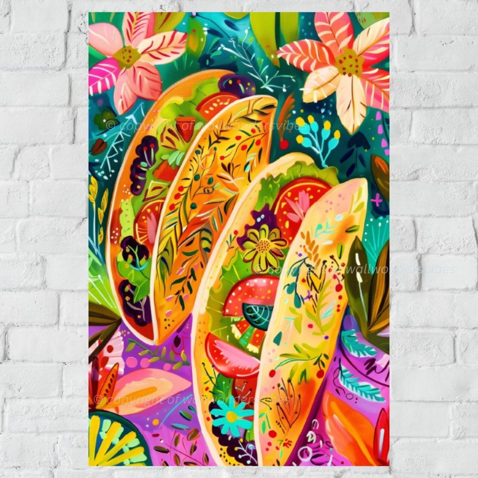 Whimsical Colorful Kitchen Decor, Taco Lovers, Tacos Wall Art #24 ...