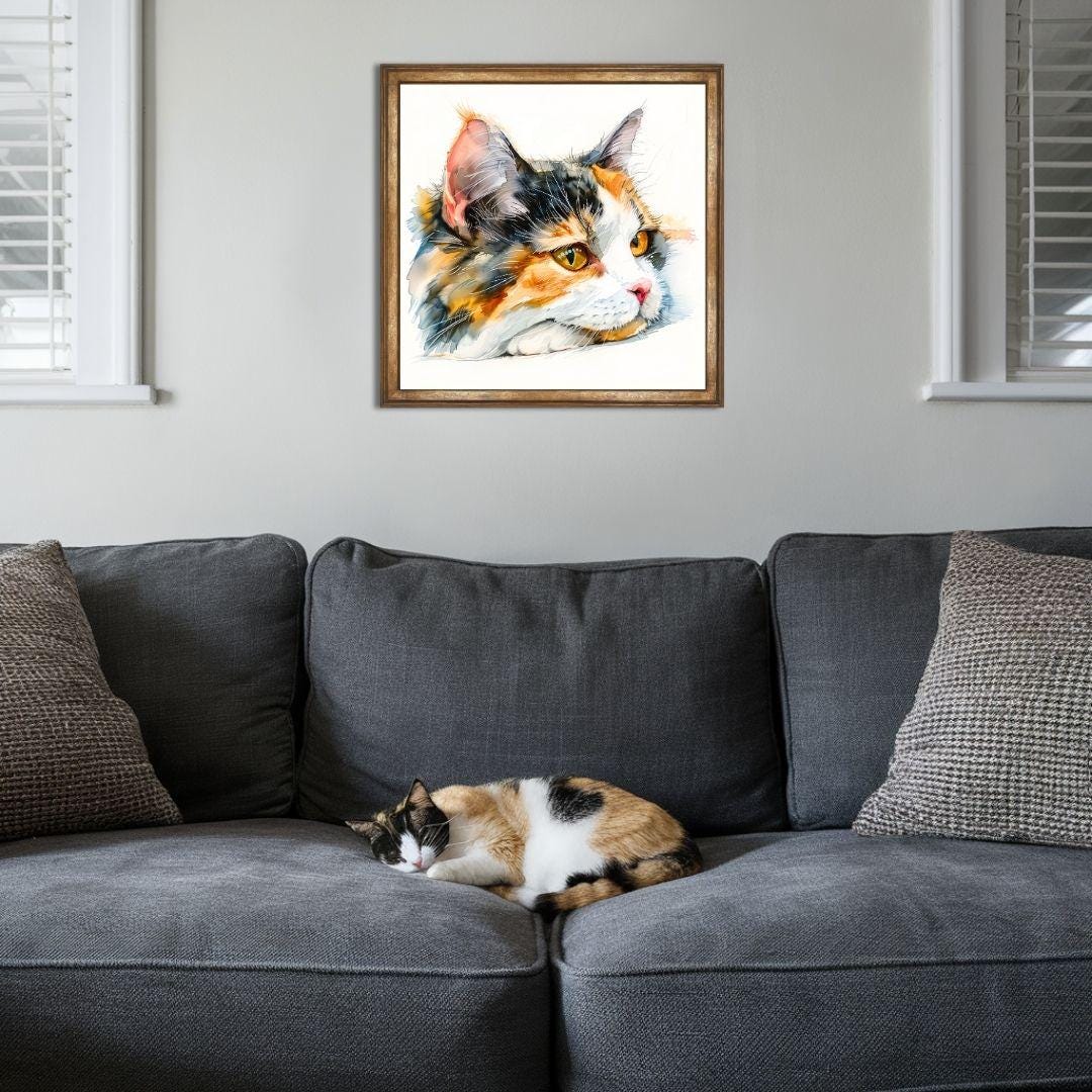 Calico Cat Wall Art 5 Digital Download PNG 1:1 Ratio Cat Lover Gift ...