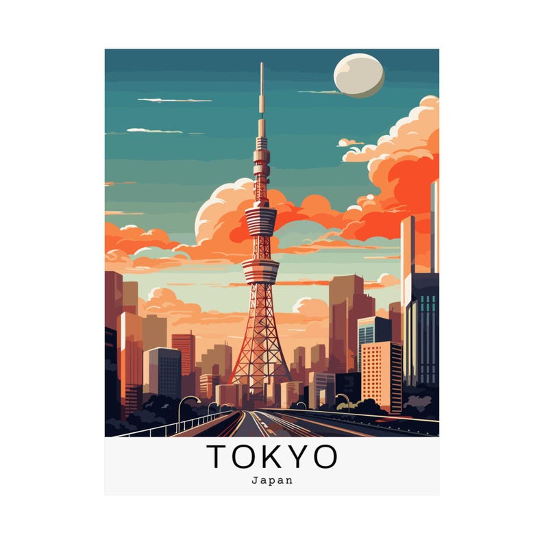 Tokyo Japan Travel Poster - Tokyo City Poster - Famous Place Travel ...
