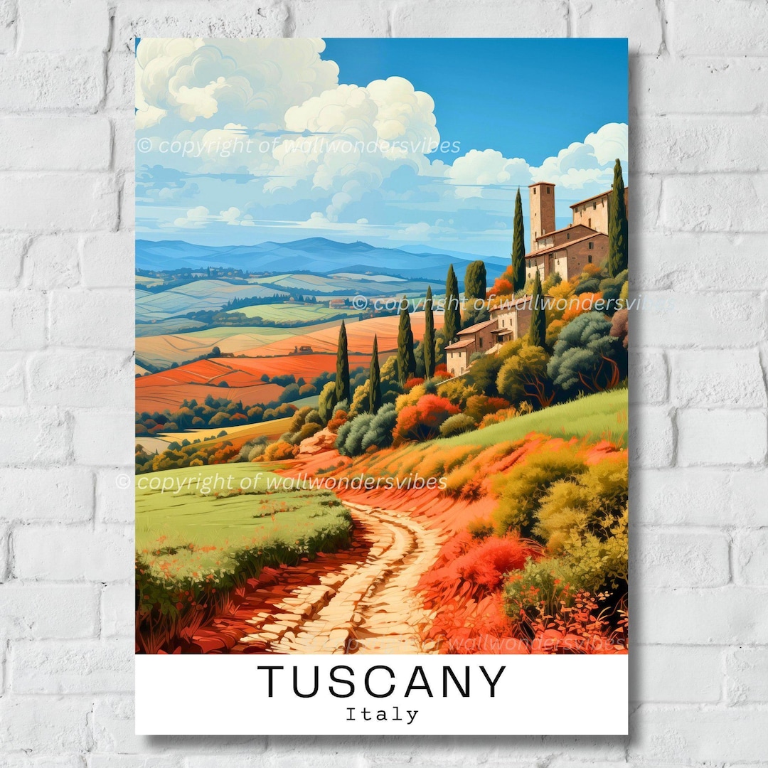 Tuscany Landscape Art, Digital Download, Italy Countryside Poster ...