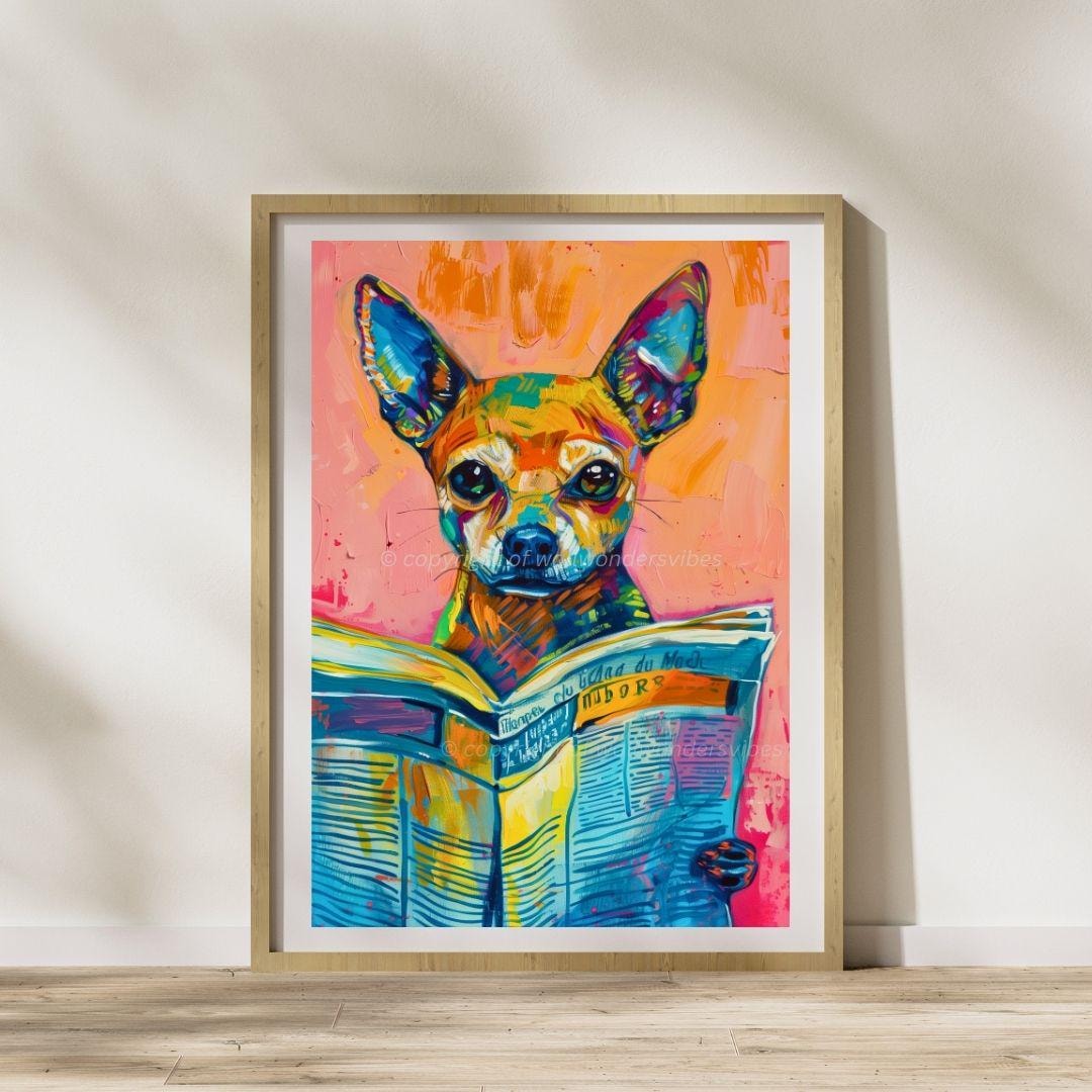 Whimsical Dog Reading Newspaper Art Print A3 Size #3 - Digital Download ...
