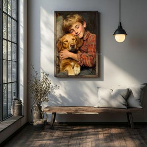 Vintage Dog and Boy Wall Art #6 | Digital Download Poster | A3 Size JPG ...