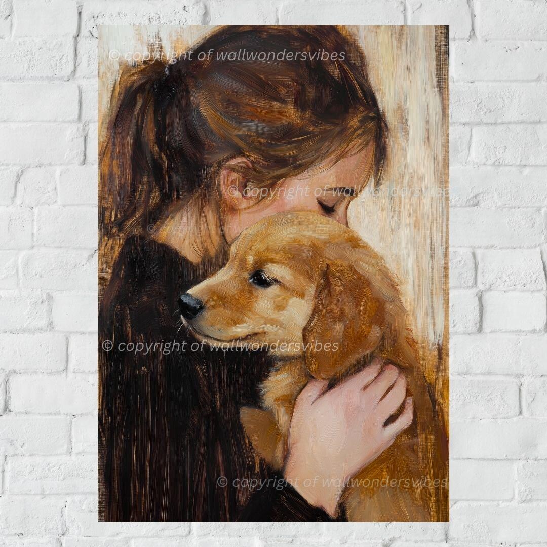 Dog and Girl Wall Art #2 | A3 Printable Art for Dog Lovers | Digital ...