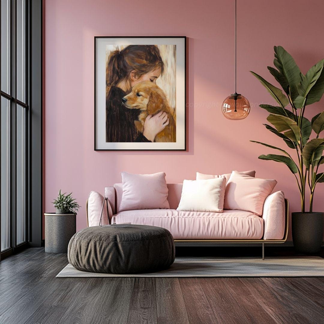 Dog and Girl Wall Art #2 | A3 Printable Art for Dog Lovers | Digital ...