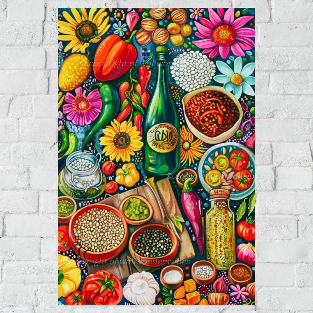 Colorful Food Art Print, Kitchen Wall Decor, Vibrant Vegetable Poster ...