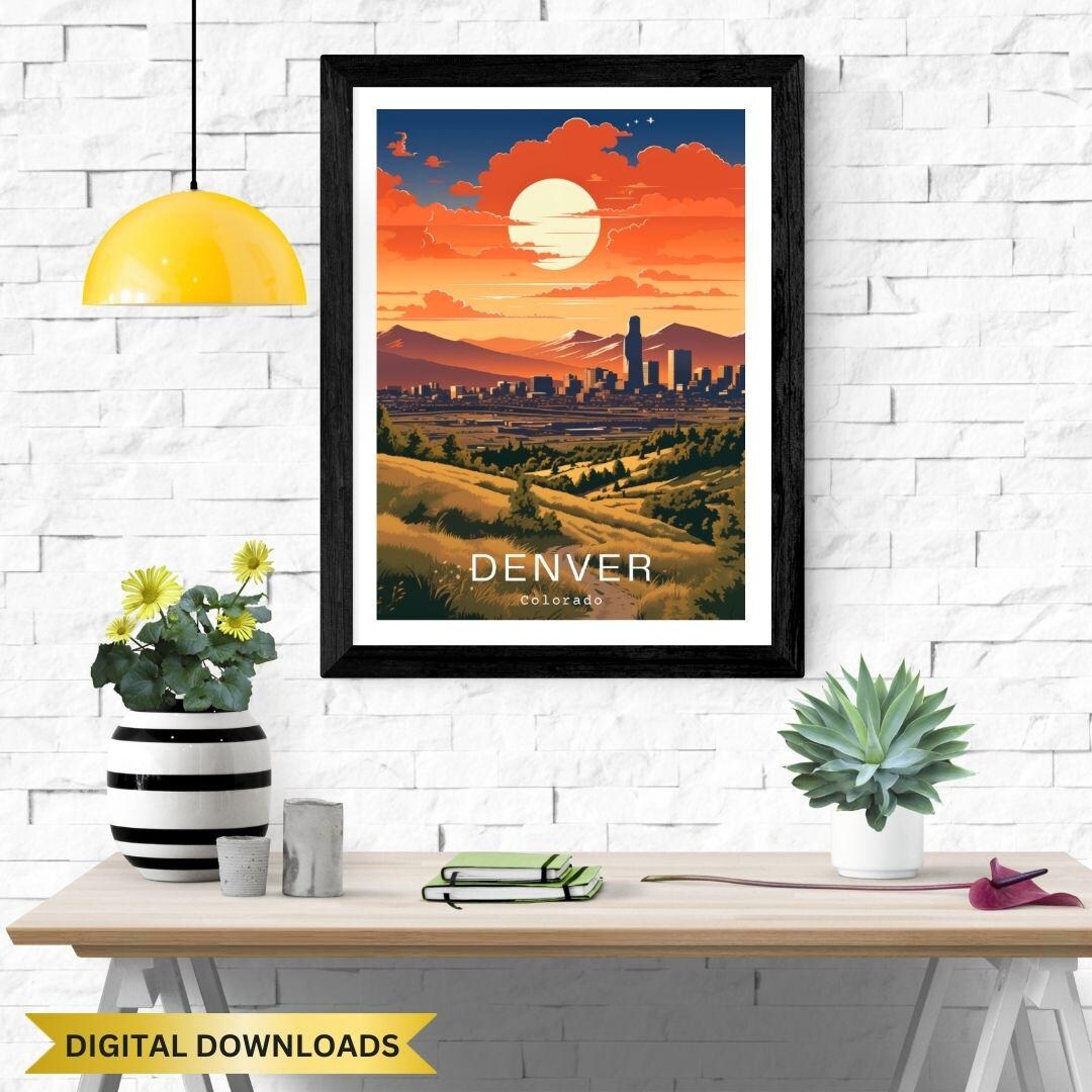 Denver Colorado Sunset Skyline Art Print, Digital Download Wall Art ...