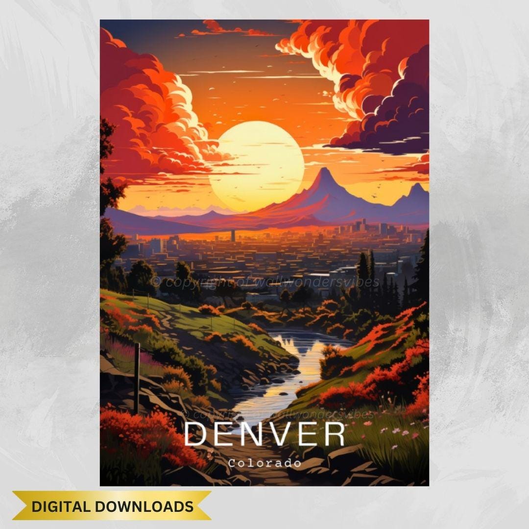 Denver Travel Poster #6 - Digital Download - A3 Size Wall Art - High ...