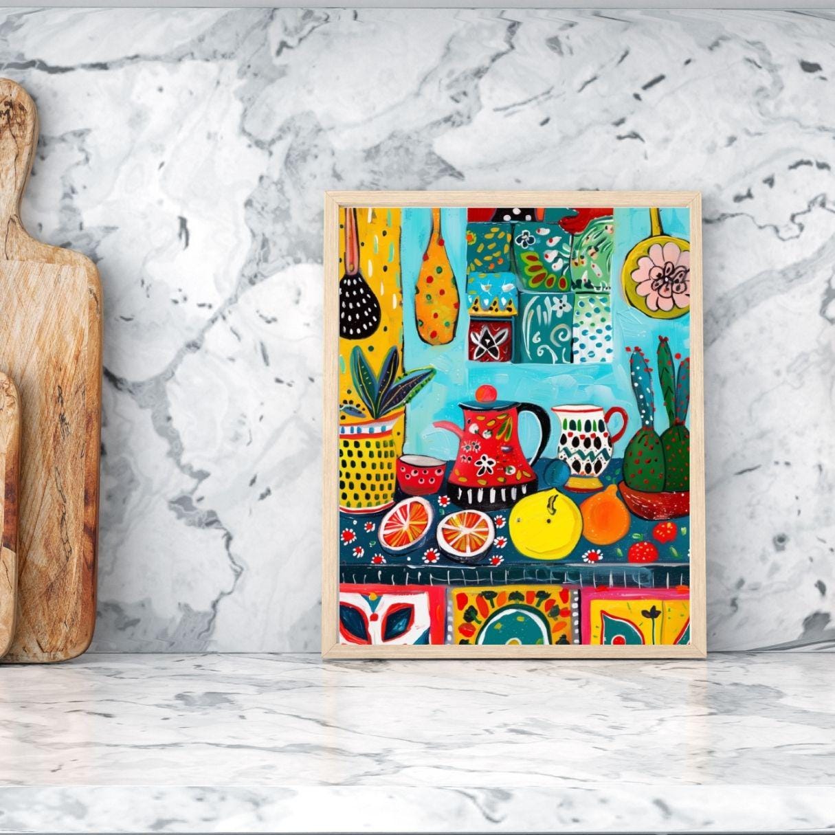 Vibrant Abstract Kitchen Art Digital Download, Colorful Kitchen Print ...