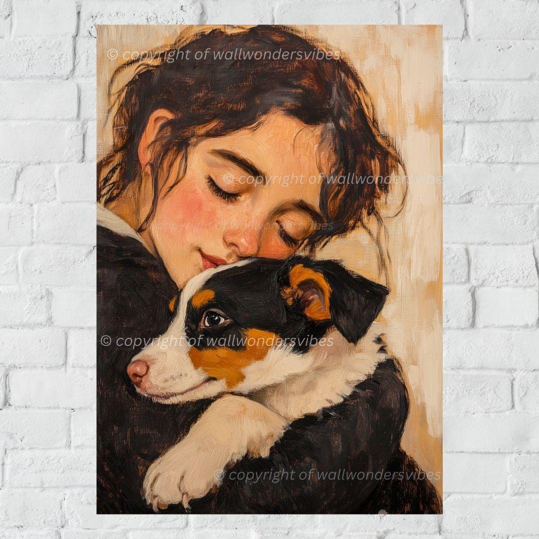 Dog and Girl Wall Art #5 | A3 Printable Art for Dog Lovers | Digital ...