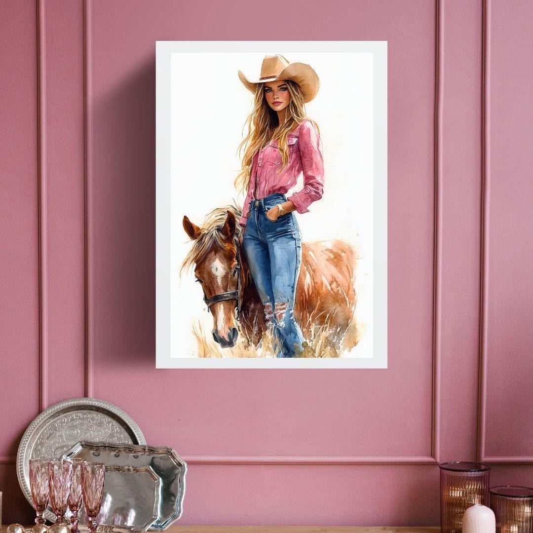 Cowgirl Art Print, Western Wall Decor, Rustic Farmhouse Poster, Country ...