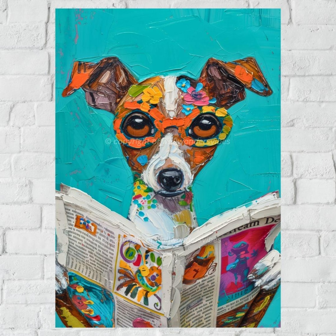 Whimsical Dog Reading Newspaper Art Print A3 Size 7 Digital Download ...