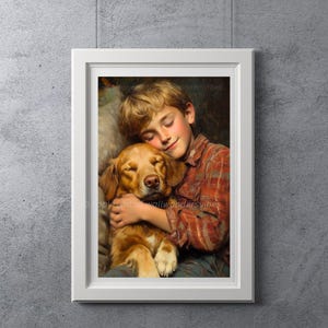 Vintage Dog and Boy Wall Art #6 | Digital Download Poster | A3 Size JPG ...