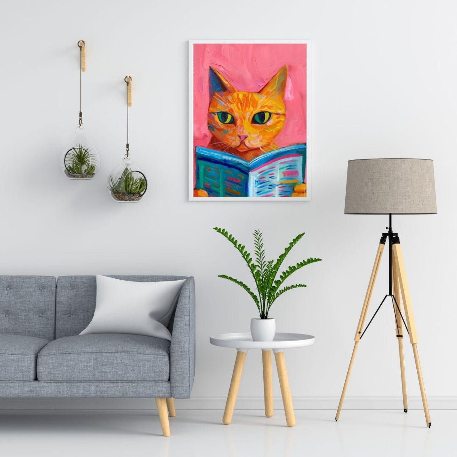 Hilarious Cat Reading Paper Print | Funny A3 Wall Art | Digital ...