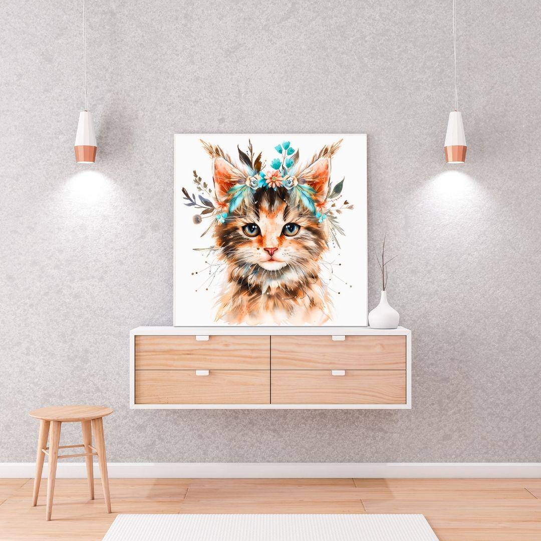 Bohemian Watercolor Cat Wall Art #14 | Digital Download PNG | High ...