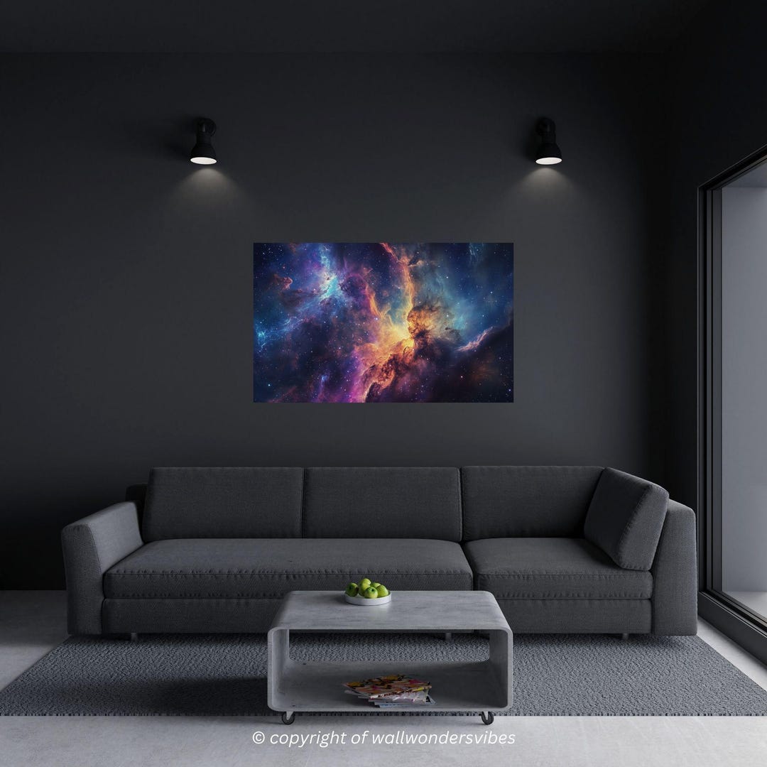 Cosmic Galaxy Art Print, Nebula Wall Decor, Outer Space Digital ...
