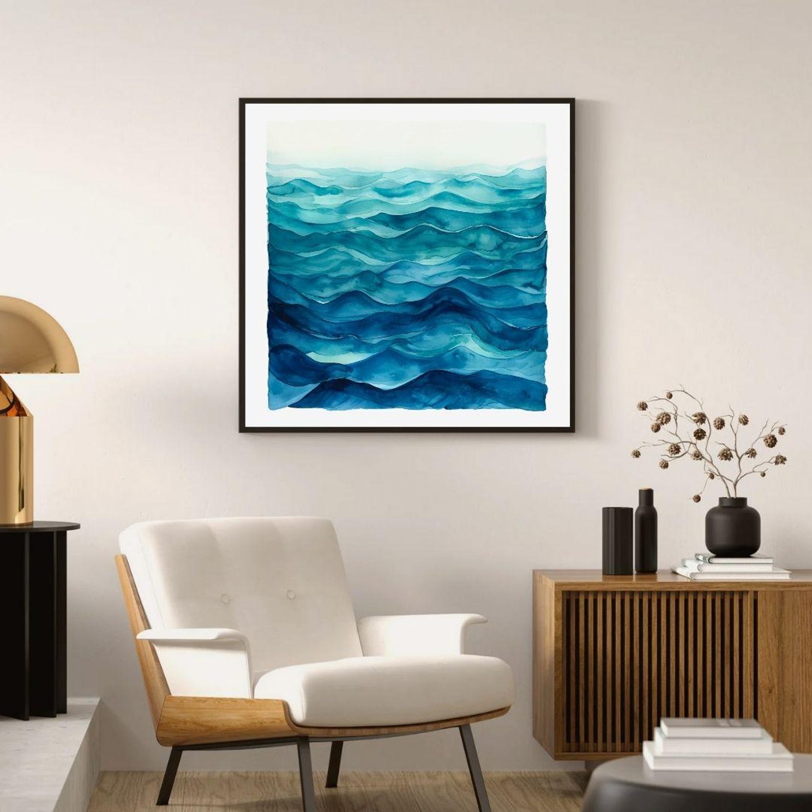 Watercolor Ocean Wave Art Digital Download PNG High-resolution Wall ...
