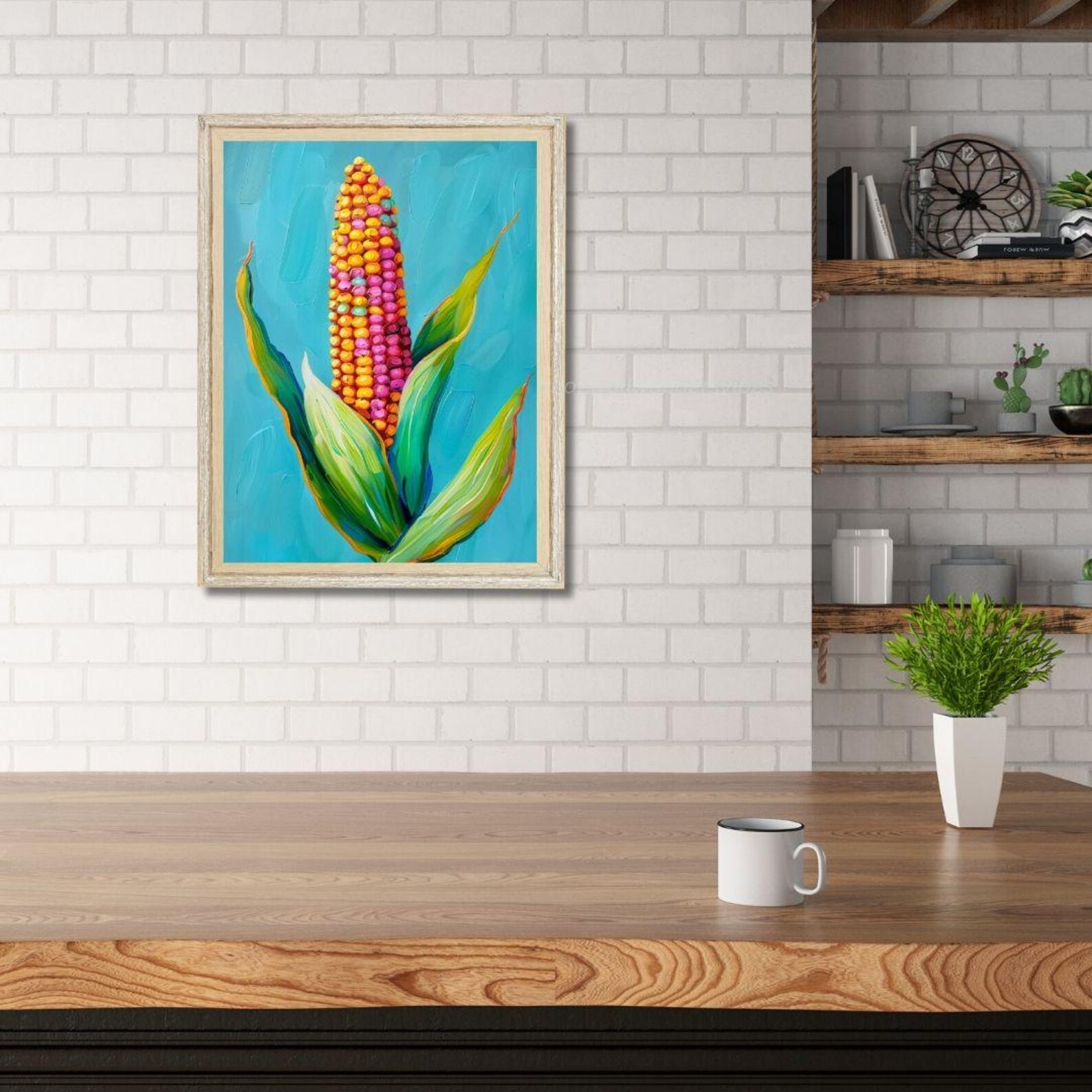 Whimsical Corn Wall Art Printable | Farmhouse Kitchen Decor | Vegetable ...