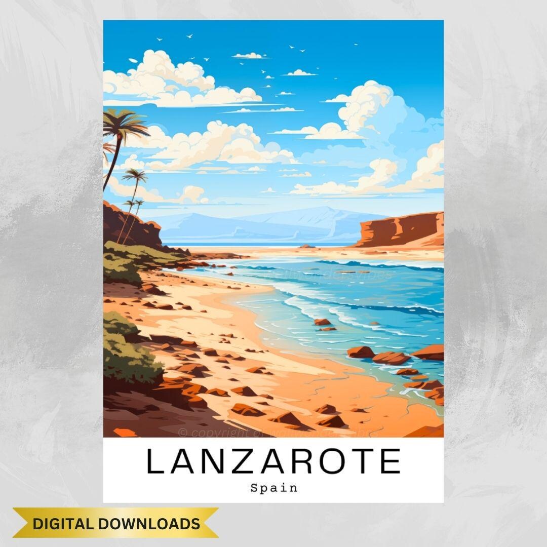 Lanzarote Spain Digital Wall Art Print, Coastal Landscape Download ...