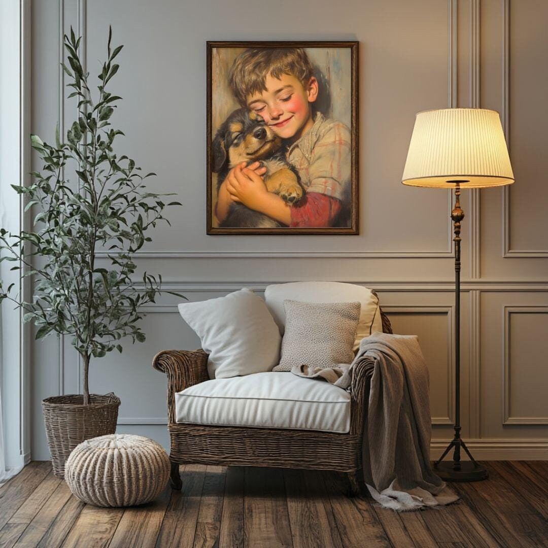 Vintage Dog and Boy Wall Art #3 | Digital Download Poster | A3 Size JPG ...