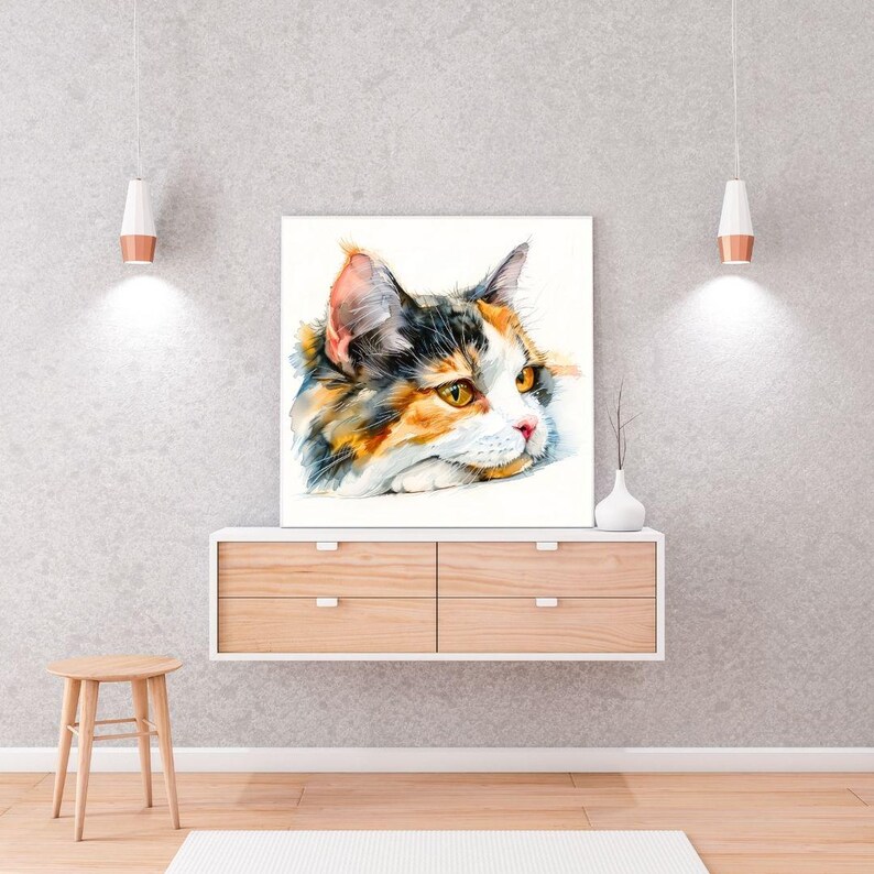 Calico Cat Wall Art #5 | Digital Download PNG 1:1 Ratio | Cat Lover ...