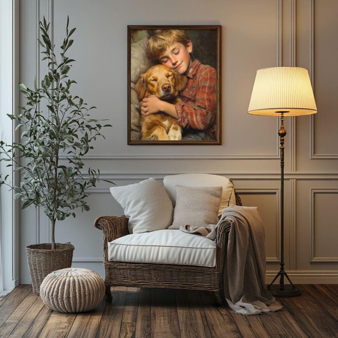 Vintage Dog and Boy Wall Art #6 | Digital Download Poster | A3 Size JPG ...