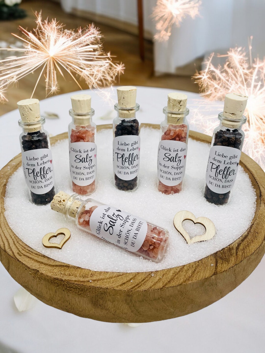 Personalized Wedding Favors - Jars Filled With Salt or Pepper and the ...