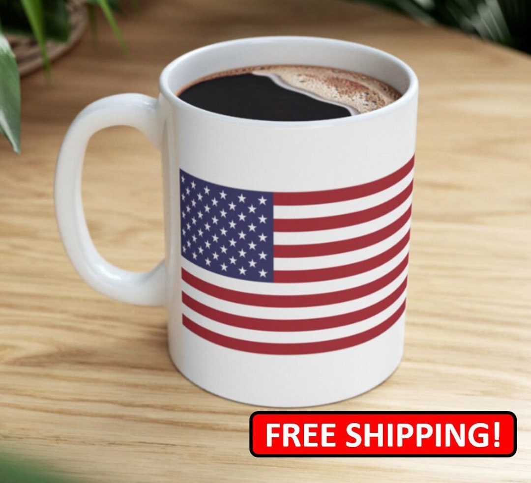 American Flag Coffee Mug Cup, USA Flag Cup, Memorial Day, 4th of July ...
