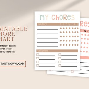Printable Kidʻs Chore Chart | Weekly Chore Chart | Daily Chore Chart - Etsy