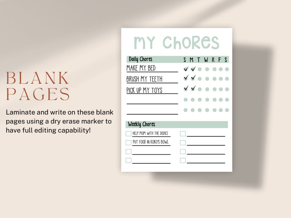 Printable Kidʻs Chore Chart | Weekly Chore Chart | Daily Chore Chart - Etsy