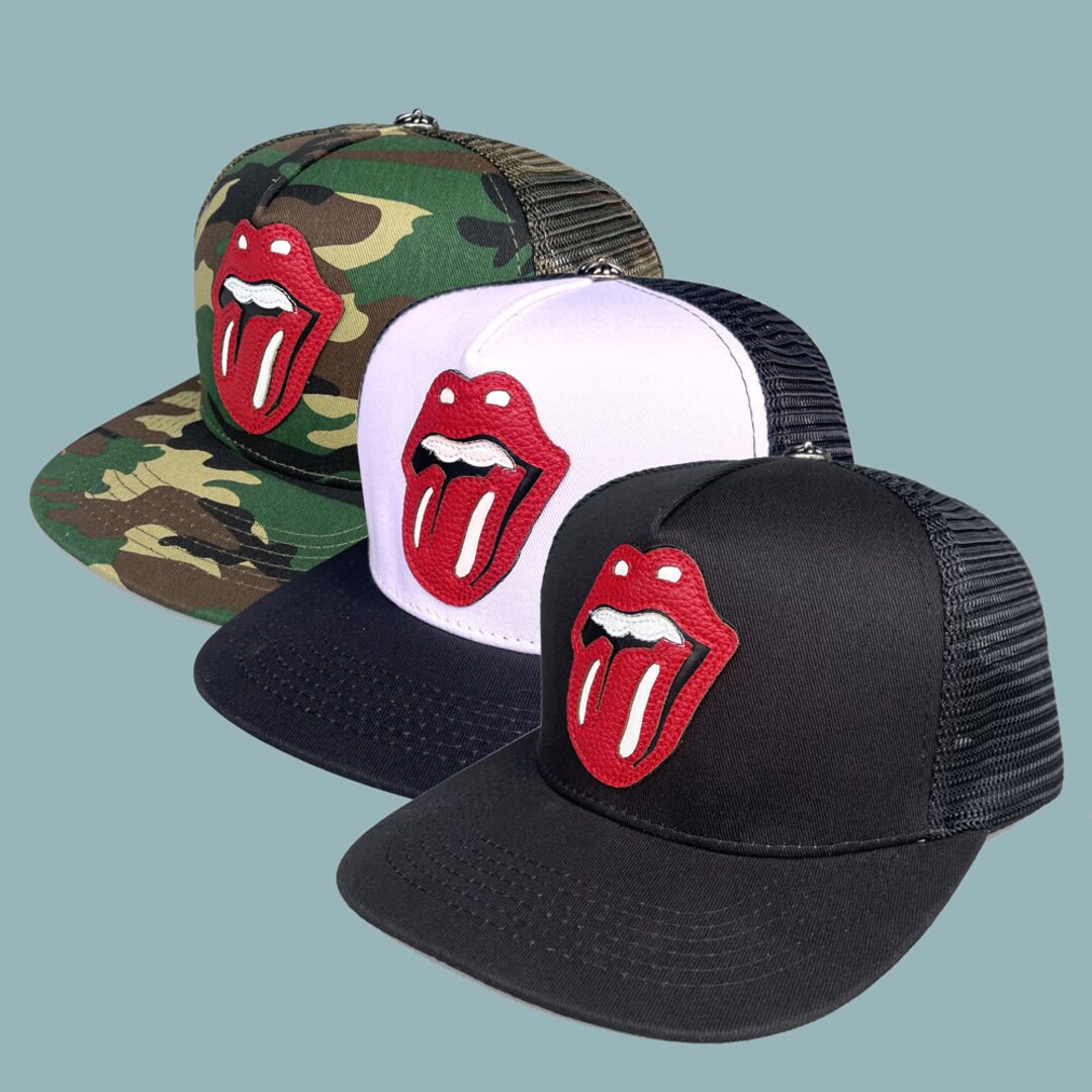 Handmad CH Punk Baseball Cap, Handcart Hiphop Red Lips Trucker Hat ...