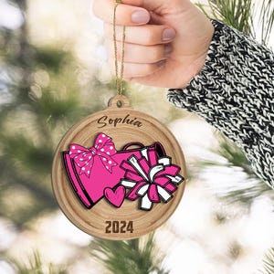 Personalized Cheerleading Layered Wood Ornament, Custom Cheer Christmas ...
