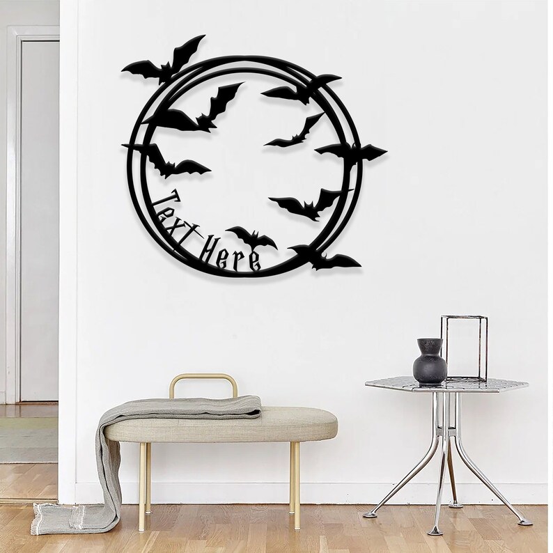 Personalized Bat Metal Sign, Halloween Bat Sign, Custom Name Room Sign ...
