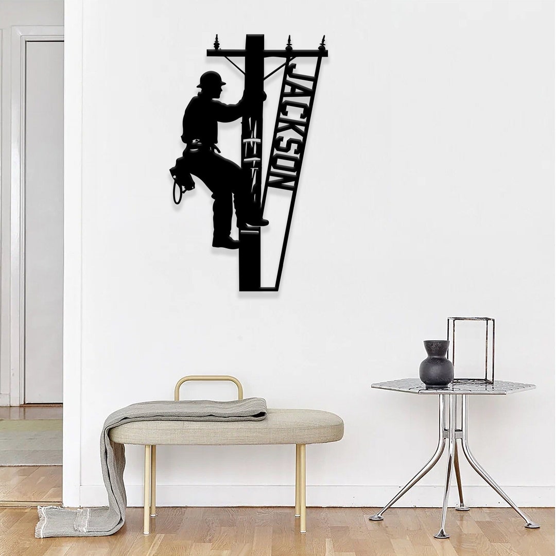Personalized Lineman Metal Sign, Lineman Sign, Custom Name Room Sign ...